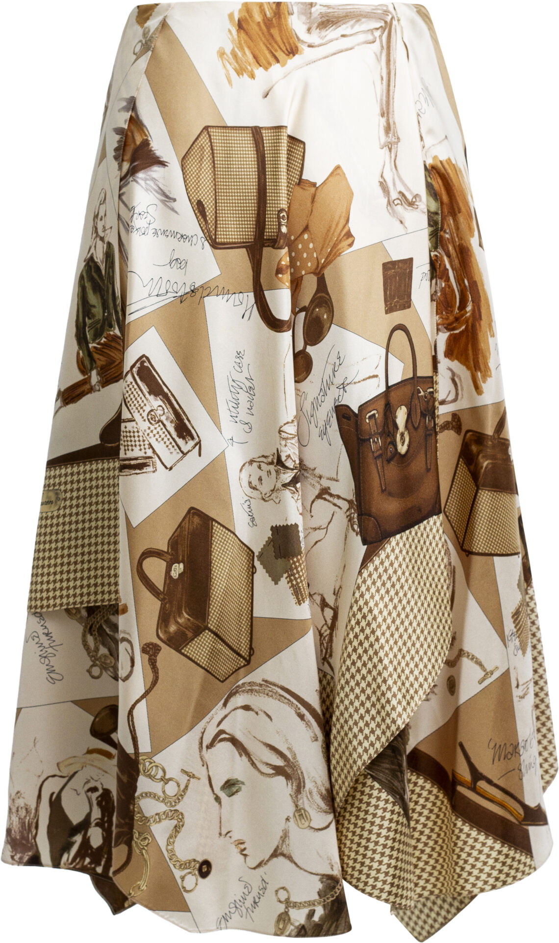 Knee-covering silk skirt with asymmetric seam – Popp und Kretschmer